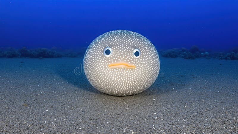 Underwater Pufferfish, Sandy Seabed, Ocean Background, Funny Face ...