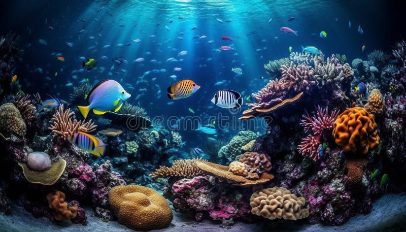Underwater Reef Teeming with Natural Sea Life Beauty Generated by AI ...
