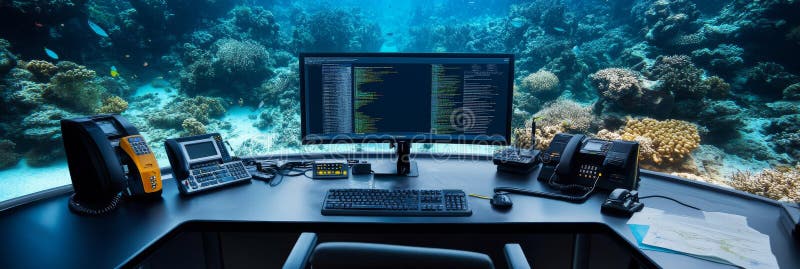 Underwater Research Station Workspace Modern Tech Ocean View ...
