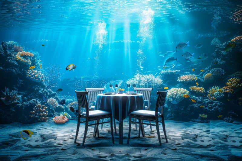 Underwater Restaurant, Blue Undersea View Dining, Hotel Underwater ...