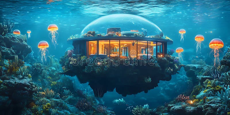 Underwater Restaurant Image Dome Structure Fish Coral Reef Stock ...