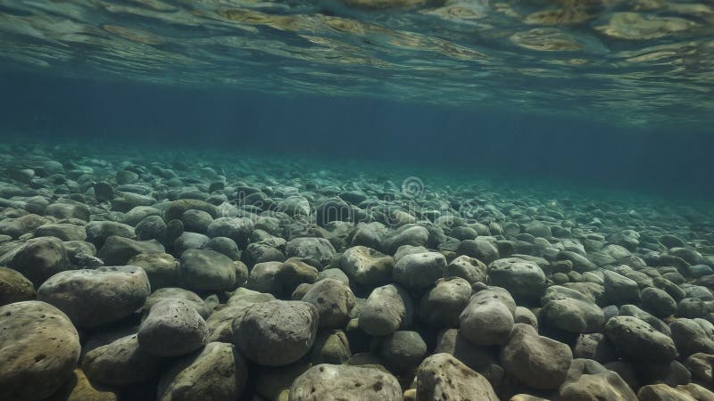 Underwater River Rocks and Flowing Current Stock Photo - Image of ...