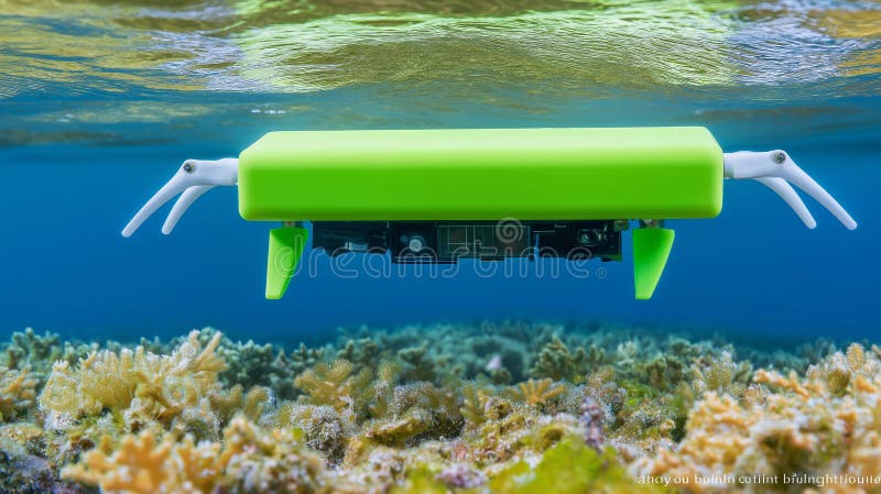 Advanced Underwater Drone Scanning Coral Reef Ecosystem, Gathering ...
