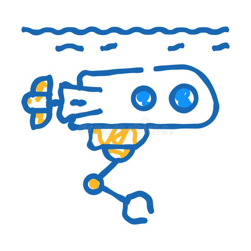 Underwater Robot Icon Doodle Illustration Stock Vector - Illustration ...