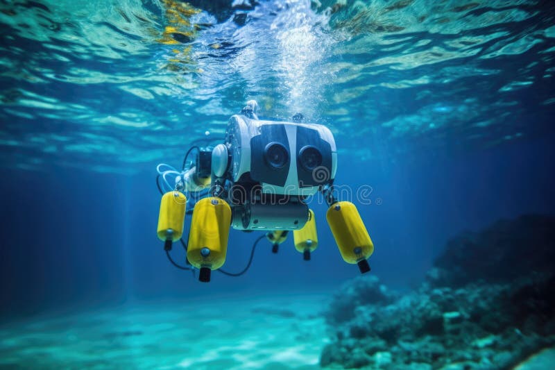 Underwater Robot Swimming in a Pool Stock Photo - Image of aquatic ...