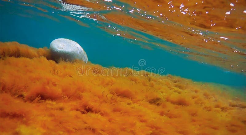 Underwater Rock Covered with Algae Stock Photo - Image of cliff, deep ...
