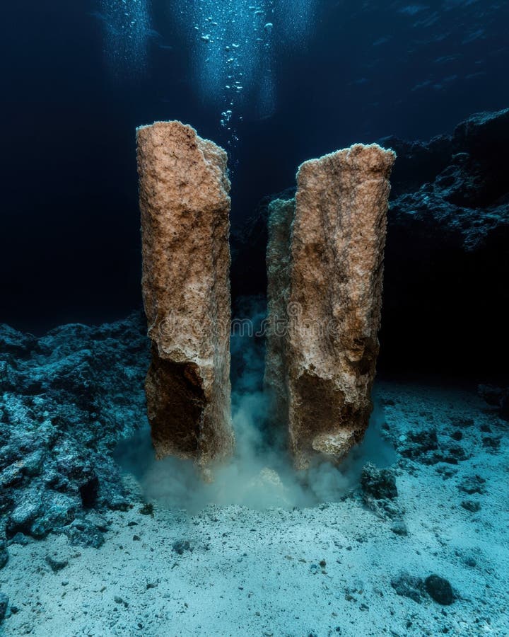 Underwater Rock Formations with Bubbles Rising To the Surface. Stock ...