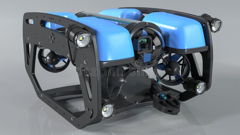 Underwater ROV Drone with External Lighting System Stock Illustration ...