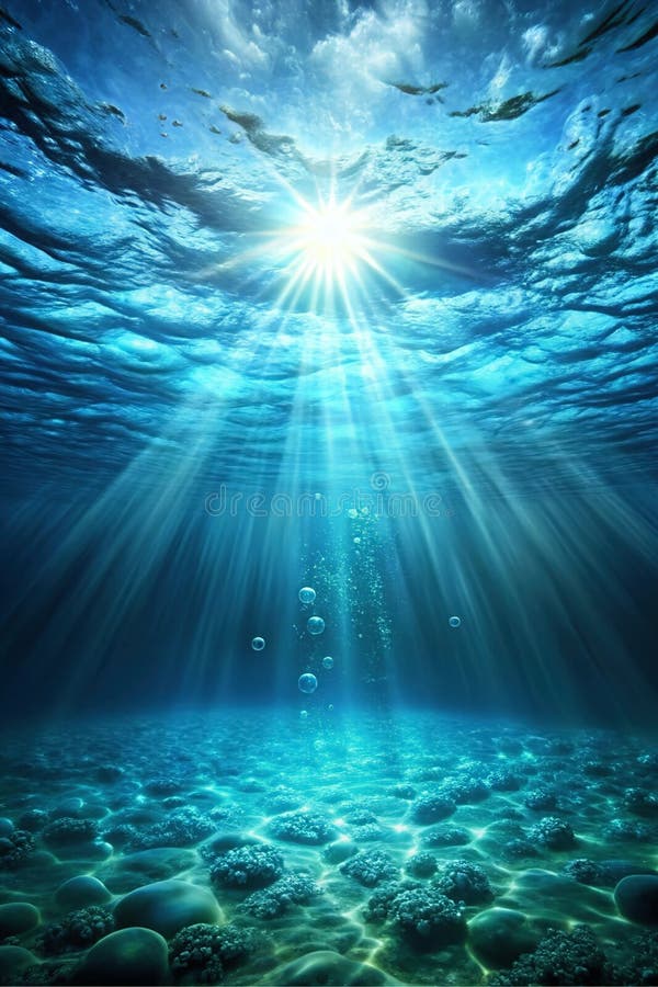 Underwater Scene Background - Soft Blue Water with Bubbles Stock ...