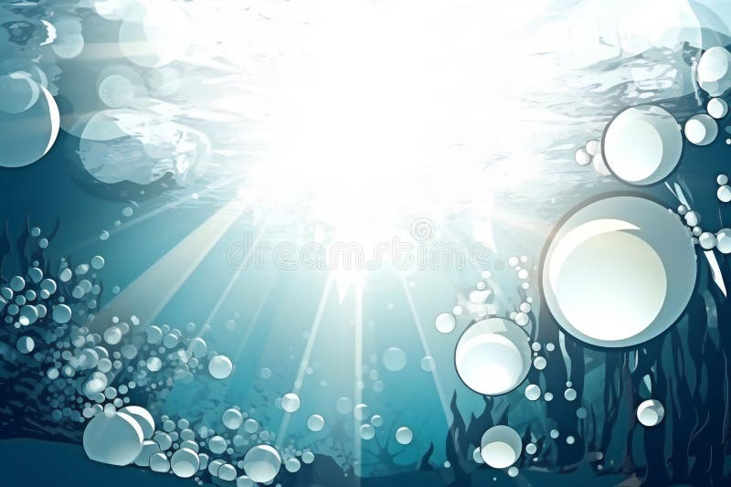 Underwater Scene with Bubbles and Sun Rays Stock Illustration ...