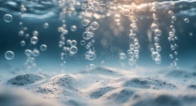 Underwater Scene Bubbles Rise Ocean Floor Stock Photo - Image of cost ...