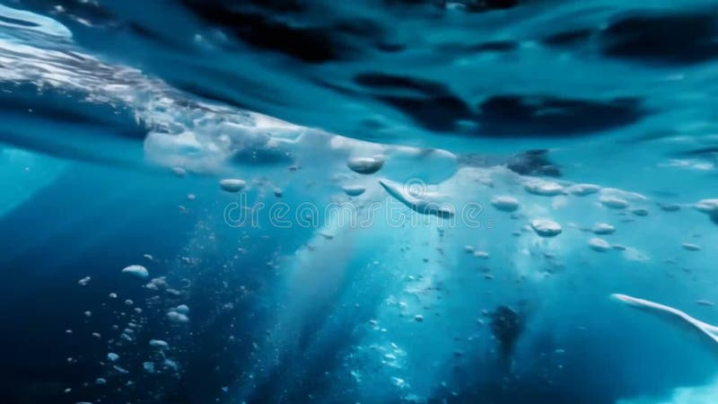 Underwater Scene with Bubbles Rising Towards the Ocean Surface Stock ...