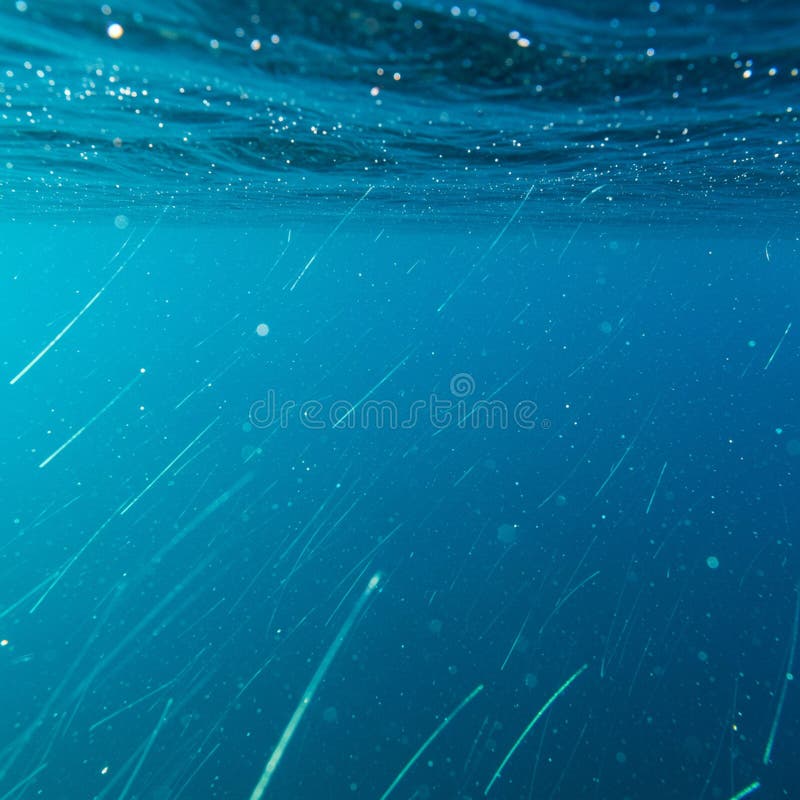 Underwater Scene Capturing the Sunlit Surface from Below, with Visible ...
