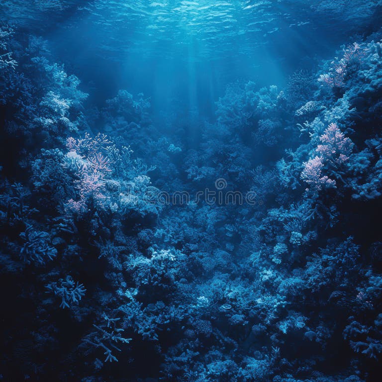 An Underwater Scene from a Coral Reef, with Light Filtering Down from ...