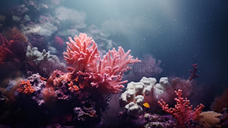 An Underwater Scene with a Coral Reef and Some Fish, AI Stock ...