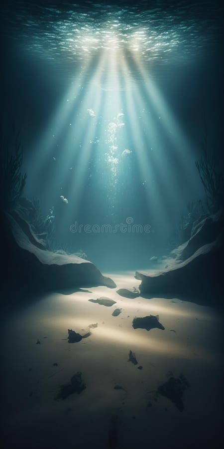 Underwater Scene of the Deep Ocean Floor. Generative AI Stock ...