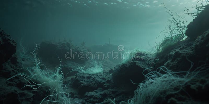 Underwater Scene of Deep See with Darkness and Sea Landscapes. Stock ...