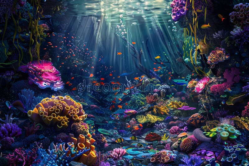 This Underwater Scene Features Vibrant Corals in Various Hues ...