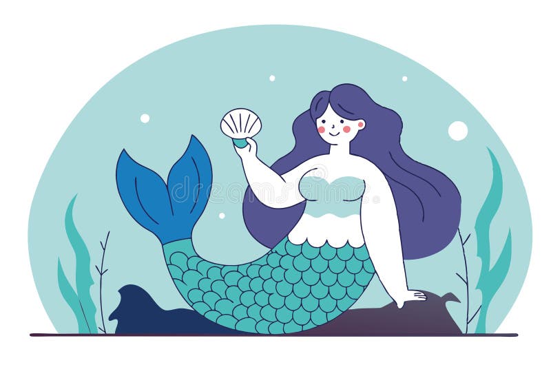 Underwater Scene Featuring a Mermaid with Beautiful, Iridescent Tail ...