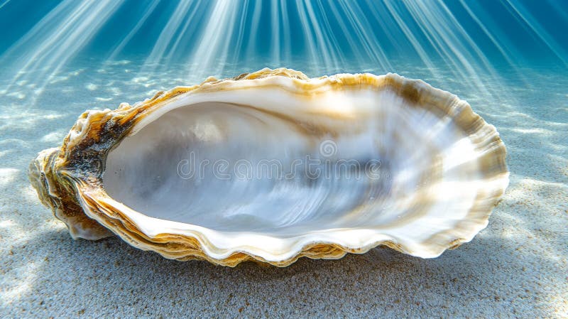 An Underwater Scene Featuring a Radiant Pearl Shell Illuminated by ...