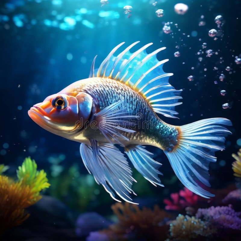 Underwater Scene with Fish and in the Aquarium Stock Image - Image of ...