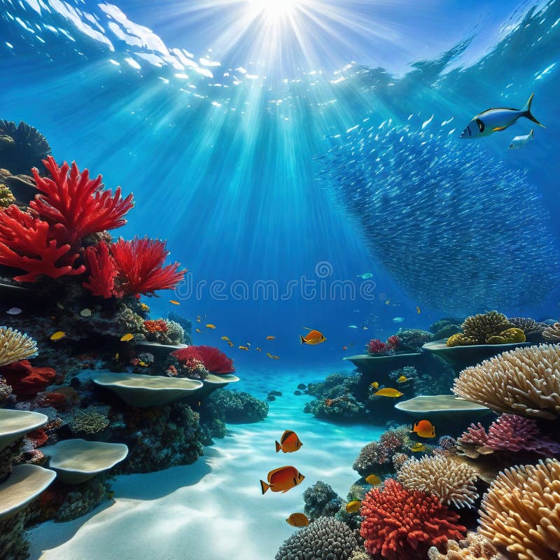 An Underwater Scene with a Lot of Fish and Stock Illustration ...