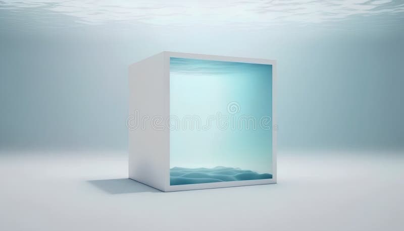 Underwater Scene with Open Door To the Water. 3d Render Stock ...