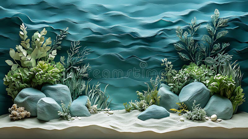 Underwater Scene, Paper Craft, Ocean Backdrop, Textured Waves, Design ...