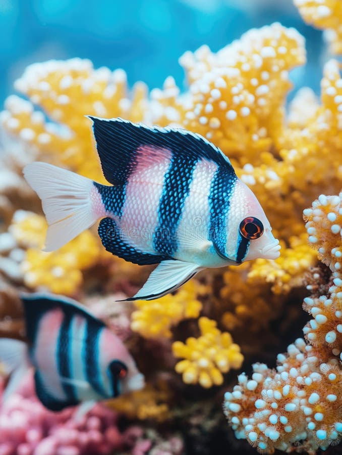 Vibrant Red and Blue Fish stock image. Image of life - 361919569