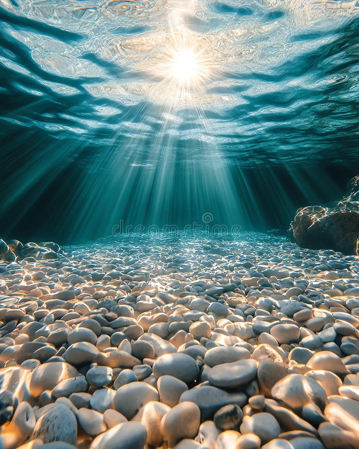 Underwater Scene of Shimmering Light Reflecting Off a Bed of Seashells ...