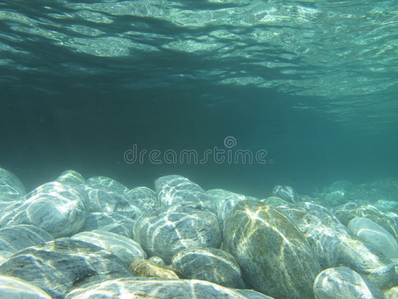 Pebbles in Shallow Water, Underwater Scene Stock Image - Image of beach ...