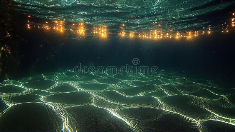 Underwater Scene with Sparkling Light and Textured Bottom Stock Photo ...