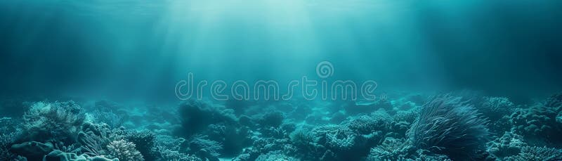 Underwater Scene with Sunbeams Illuminating the Ocean Floor Stock ...