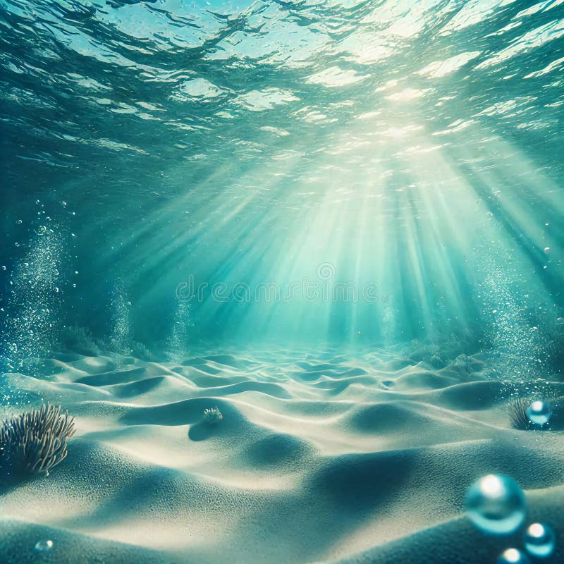 Underwater Scene with Sunlight Creating Rays of Light on the Sandy ...
