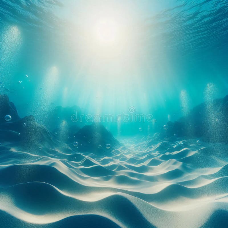 Underwater Scene with Sunlight Creating Rays of Light on the Sandy ...