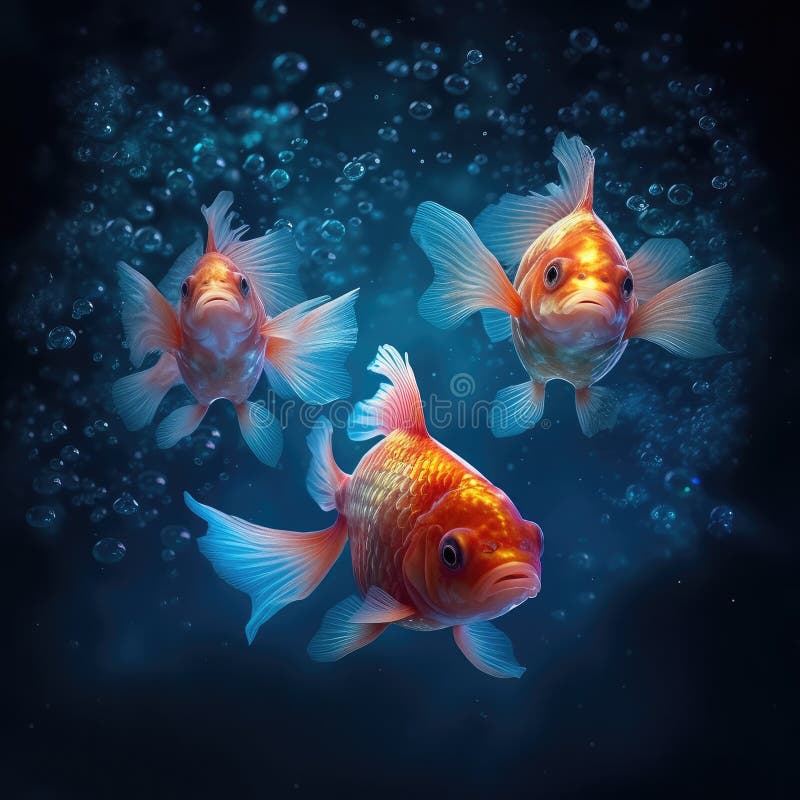 Underwater Scene with Three Fish Swimming, AI Generated Stock ...