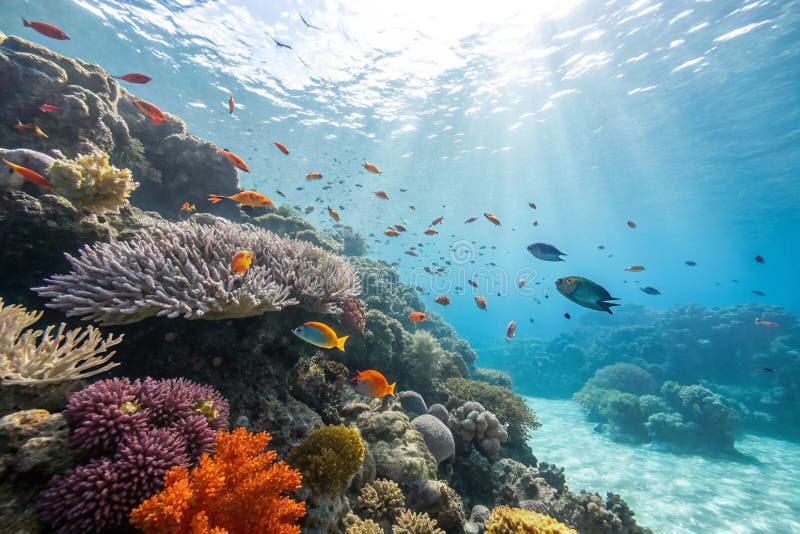 Underwater Scene - Tranquil Ocean Background Stock Illustration ...