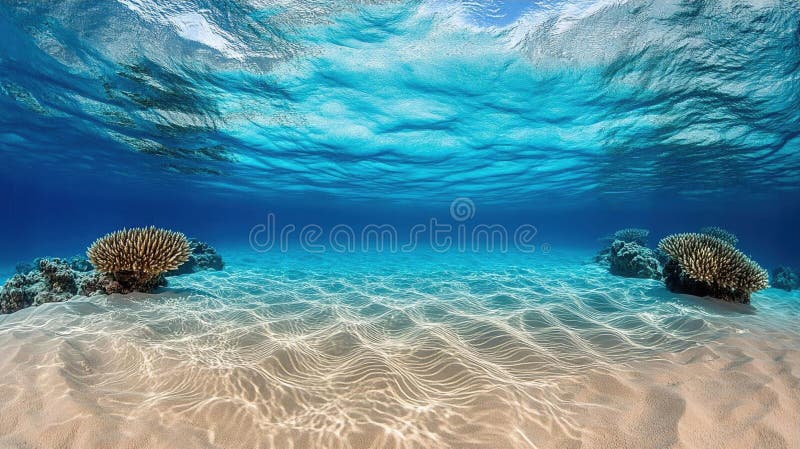 Underwater Scene of Vibrant Coral Reef and Sandy Ocean Floor Stock ...