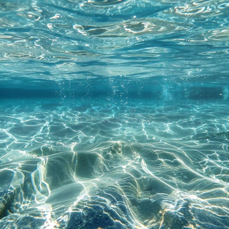 An Underwater Scene Viewed from the Bottom, with Light Blue Water ...