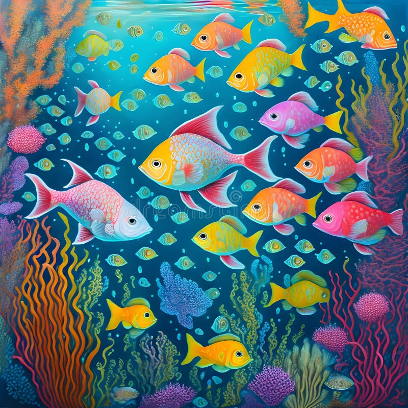 Underwater Scenery, Generative AI Illustration Stock Illustration ...