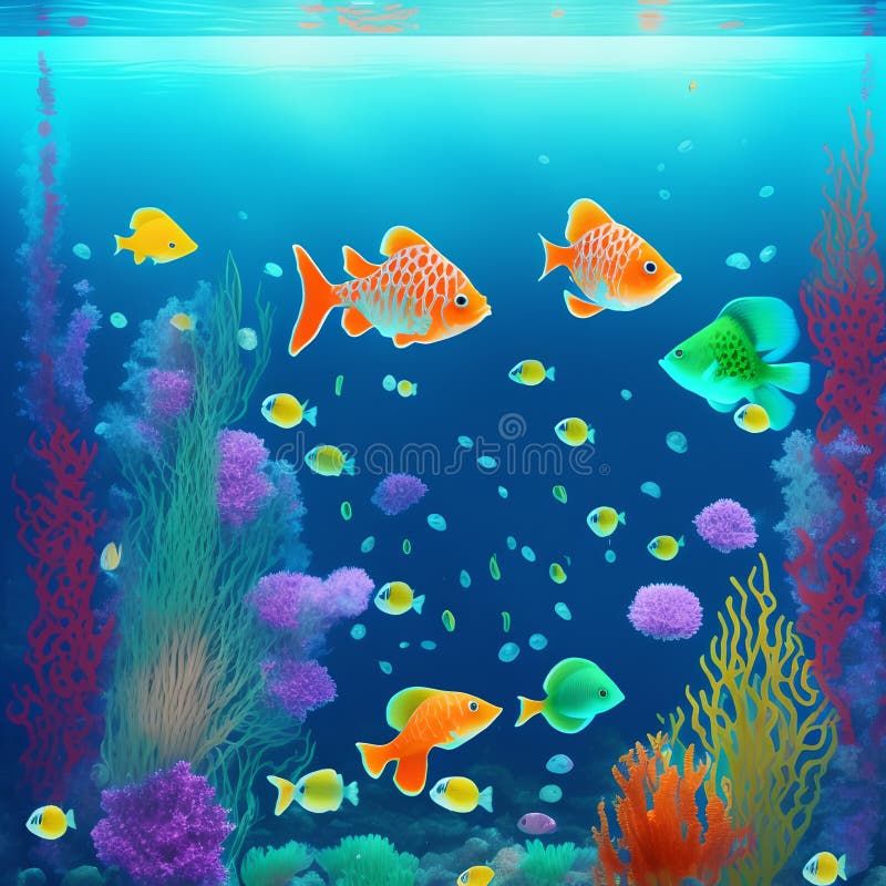 Underwater Scenery, Generative AI Illustration Stock Illustration ...