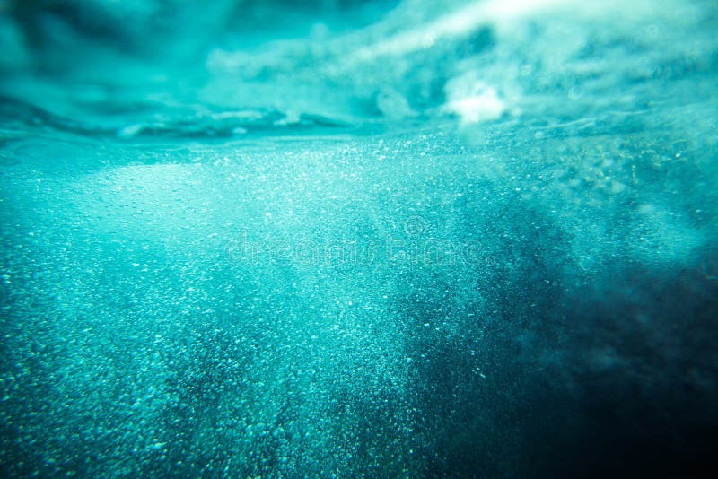 Sea Texture in Underwater. Blue Water Texture with Bubbles. Stock Image ...