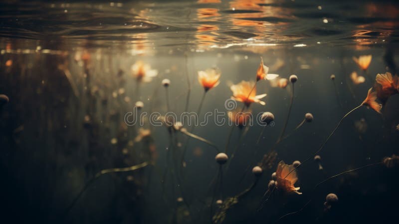 Underwater Sea - Deep Abyss with Sun Light Stock Illustration ...