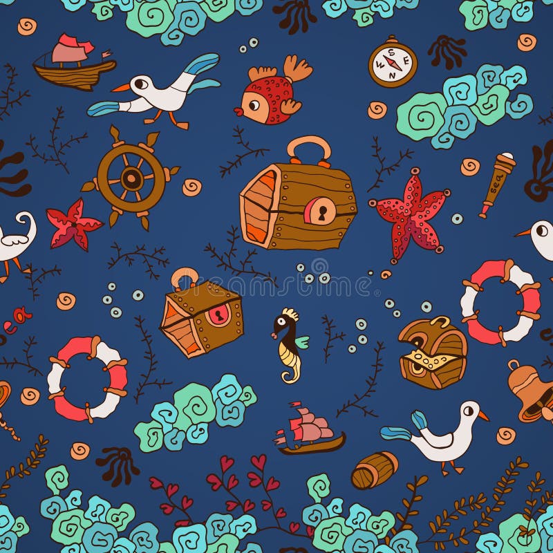 Underwater Seamless Pattern of Elements on the Tropic Sea Life. Stock ...