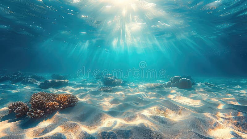 Underwater Seascape: a Serene View of the Ocean Bottom with Clear Water ...