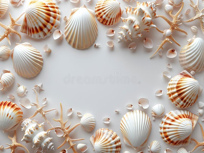 Underwater Seashells Background. Seashell Summer Backdrop with Copy ...