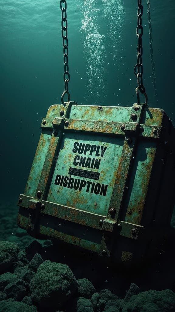 Underwater Shipping Container Highlighting Supply Chain Disruption ...