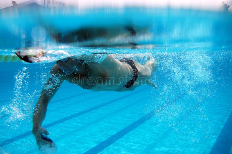Underwater Shooting of a Swimmer in a Swimming Pool Stock Image - Image ...