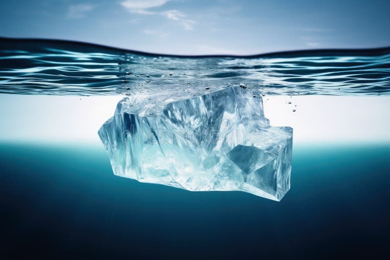 Underwater Shot of an Iceberg Floating in Water Stock Illustration ...