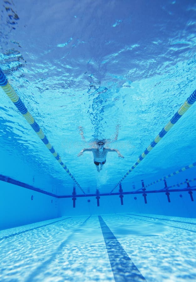 Underwater Shot of Professional Male Athlete Swimming in Pool Stock ...